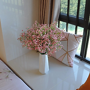 NC Simulation Baby Breath Flower 12PCS, Real Touch Artificial Gypsophila Bouquet Ribbon Home Garden Office Wedding Bouquet Hair Decoration Ornaments, Pink