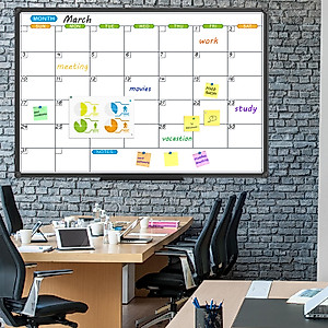 JILoffice Dry Erase Calendar Whiteboard 48 X 36 Inch - Magnetic White Board Calendar Monthly, Black Aluminum Frame Wall Mounted Board for Office Home and School