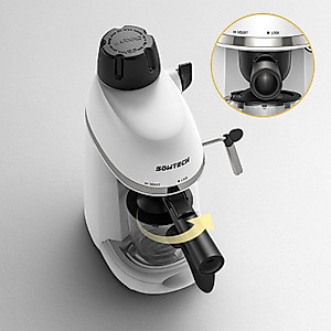 SOWTECH Espresso Coffee Machine Cappuccino Latte Maker 3.5 Bar 1-4 Cup with Steam Milk Frother White, CM5409-UL