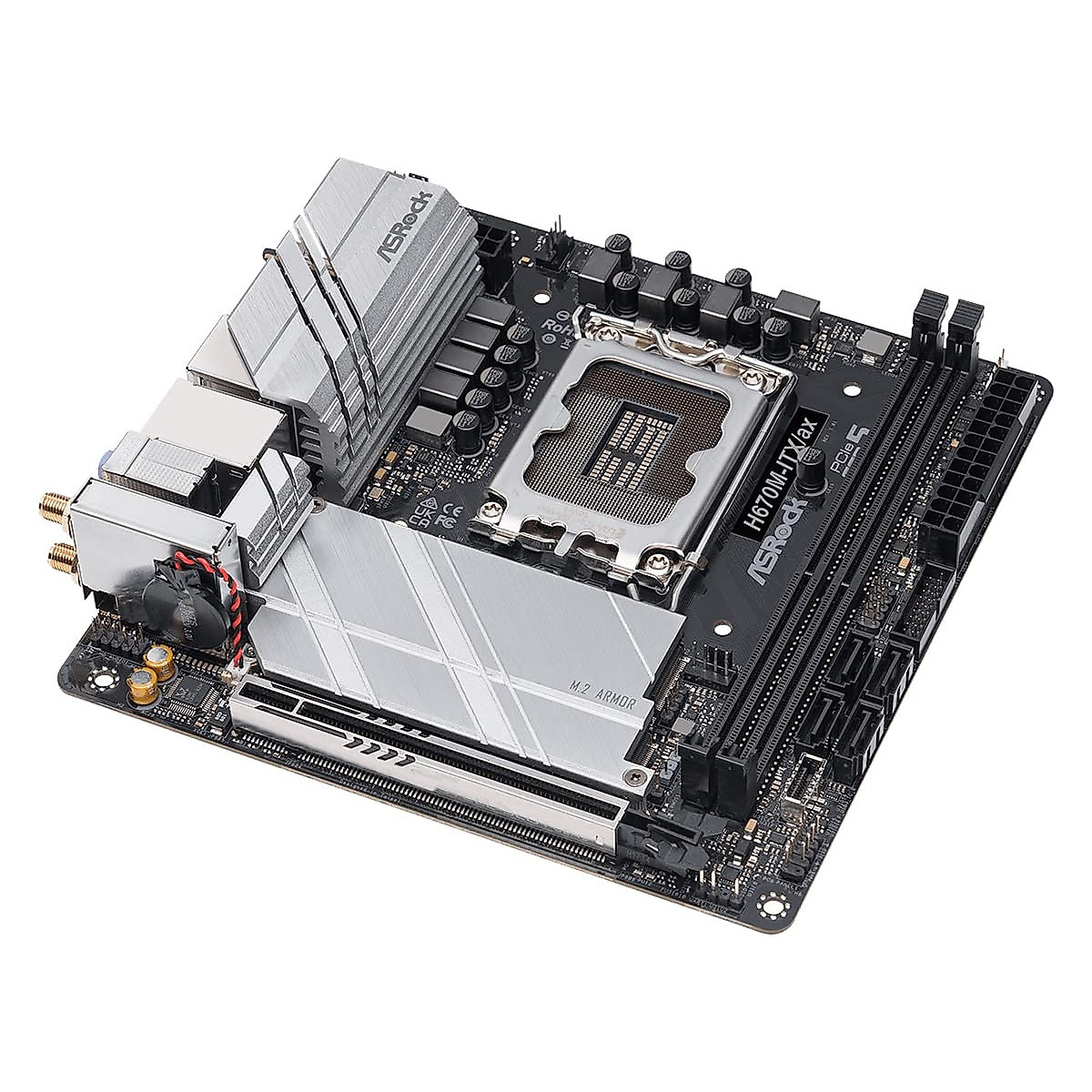 CUK ASRock H670M-ITX/ax Mini ITX Motherboard for 12th Gen Intel LGA 1700 CPUs at 125W PL1 with PCIe 5.0 x16 Graphics