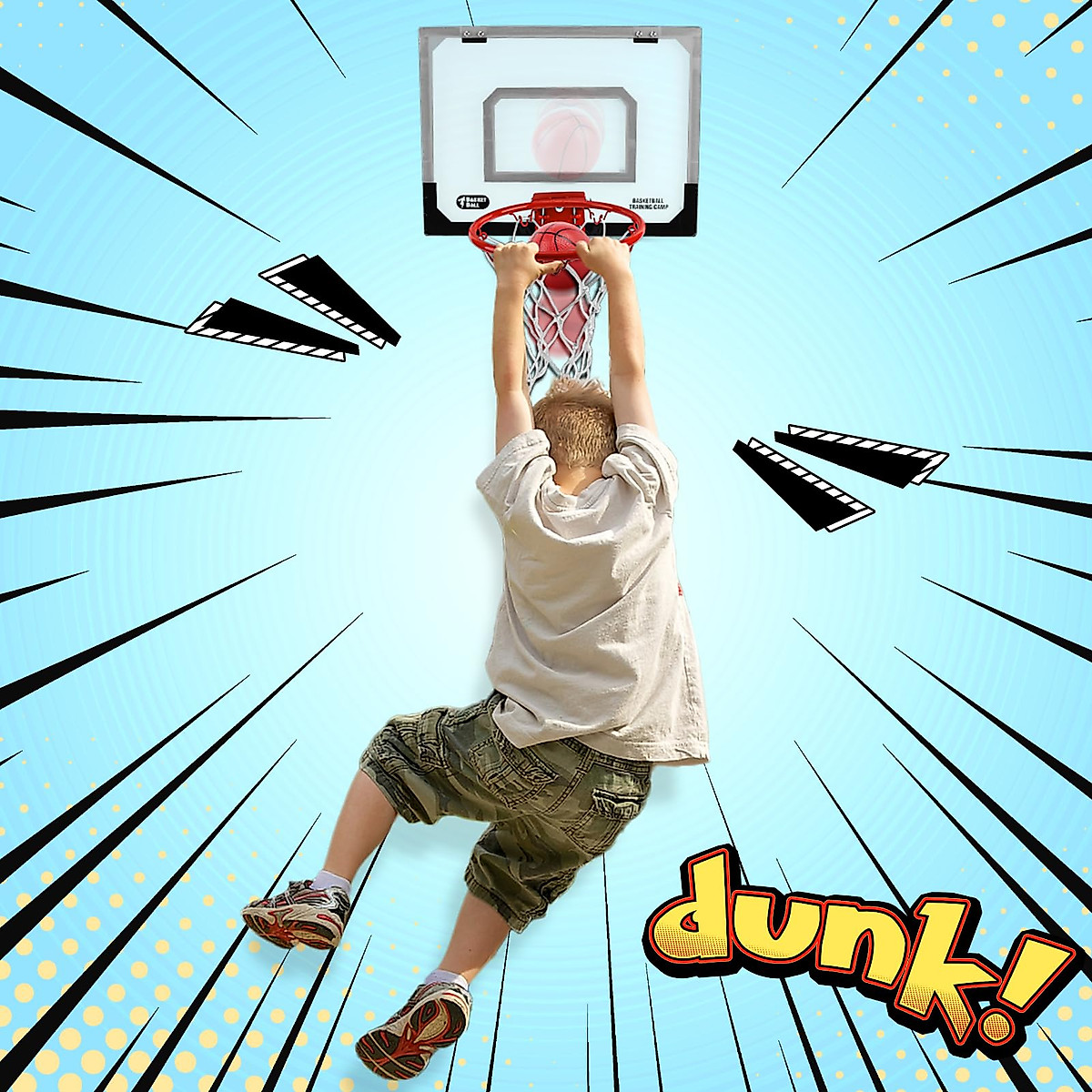 Amy&Benton Mini Basketball Hoop Indoor for Kids Small Basketball Goal Over The Door Nerf Basketball Hoop Dunking Proof on Wall for Room Bedroom Office