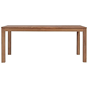 GOLINPEILO Solid Wooden Dining Table, Kitchen Solid Teak Wood with Natural Finish 70.9"x35.4"x29.9" -AA