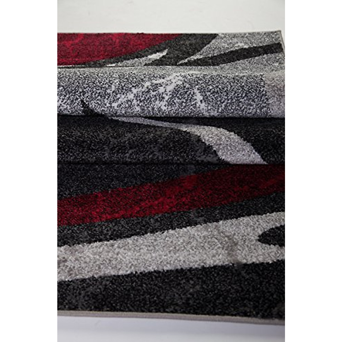 Ladole Rugs Innovative Spirals Abstract Pattern Area Rug Living Room Bedroom Entrance Hallway Carpet in Red Grey Black 5x8 (5'3" x 7'6" 160cm x 230cm) 5x7 8x10 9x12 2x10 4x6 feet