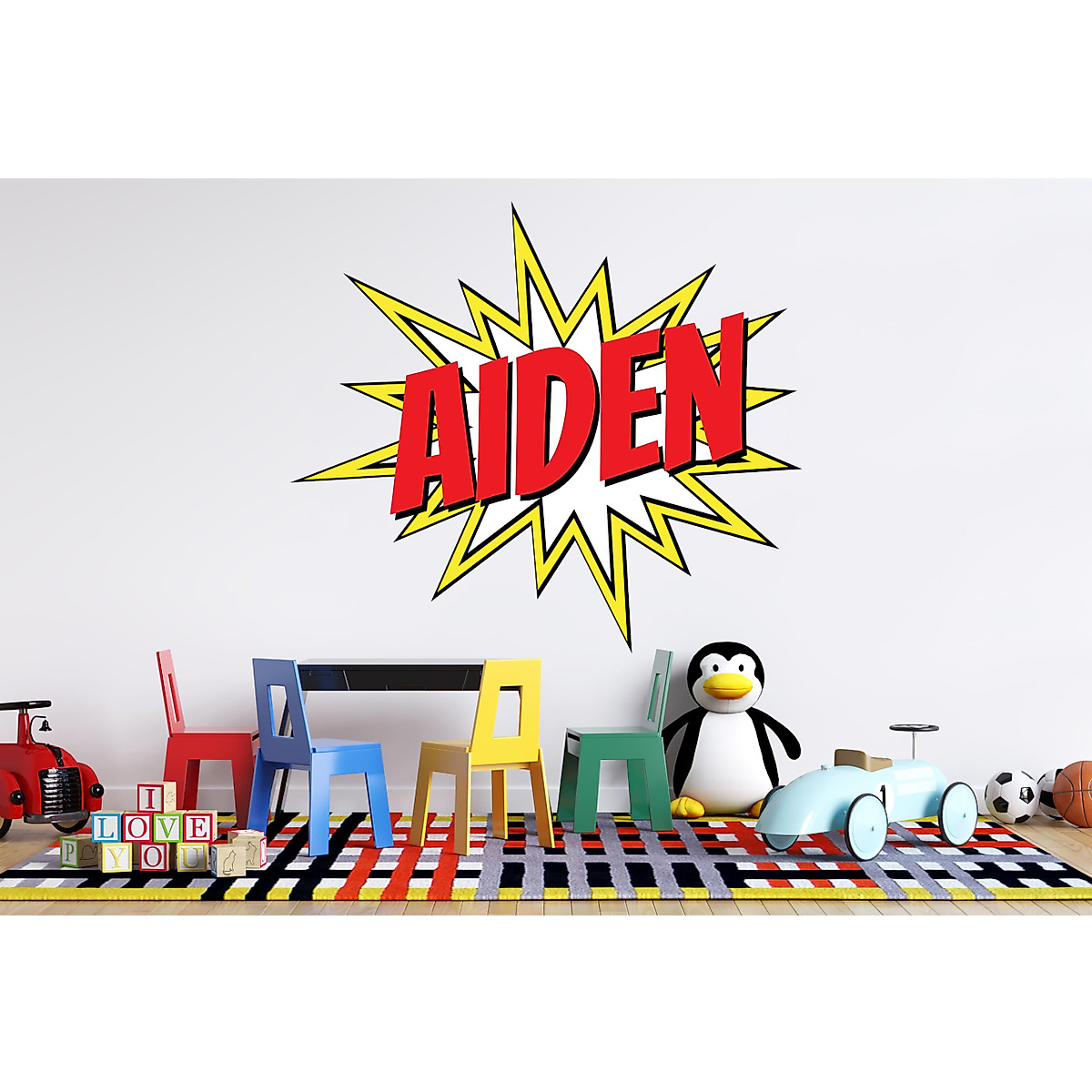 CuteDecals Custom Comic Name Wall Decal - Personalized Comic Name Wall Art Decal - Superheroes Nursery Wall Decor - Wall Decal for Nursery Bedroom Decoration (Small Wide 16''x15'' Height)