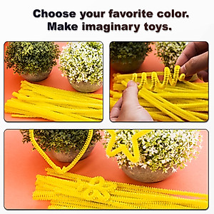 Juasky 400pcs Yellow Pipe Cleaners Chenille Stem, Pipe Cleaners Craft Supplies, for DIY, Making Toys, Creative Home Art Craft Decorations (6mm x 12 Inch)