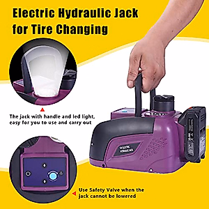 Trihelper Rechargeable Hydraulic Car Jack Electric Floor Jack 5 Ton Automotive Jack Lift 12V Tire Changing Emergency Kit with Cordless Remote Control for Trailer Truck SUV Gato Hidraulico para Carro