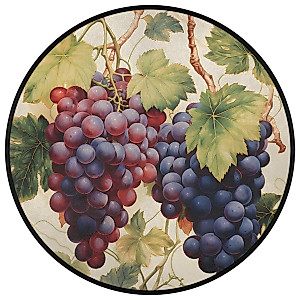 TULIMET Fruit Grapes 5'2'' Ft Round Area Rug Washable Non-Slip Circle Rug Floor Carpet Mat for Bathroom Bedroom Living Room Kitchen Entryway Dining Room