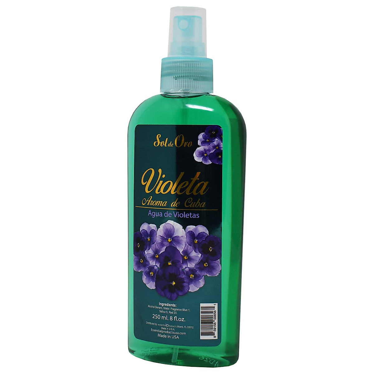Sol de Oro Violeta Aroma de Cuba Agua de Violetas - Violet Water Spray Fragrance of Cuba 8oz 2 Pack