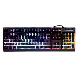 Hilitand Rechargeable Wired Gaming Keyboard, RGB Backlit Keyboard, Slim, Ergonomic 104 Keys, Quiet, for PC Desktop, Computer, PC(Black)