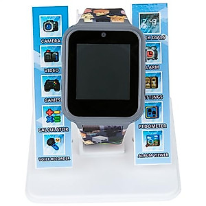 Accutime Minecraft Kids Grey Educational Learning Touchscreen Smart Watch Toy for Girls, Boys, Toddlers - Selfie Cam, Learning Games, Alarm, Calculator, Pedometer & More (Model: MIN4076AZ)