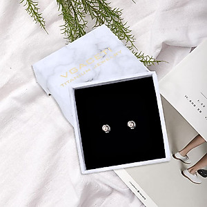 VGACETI 3mm 4mm Hypoallergenic Pure Titanium Ball Post Stud Earrings for Sensitive Ears in Multiple Colors for Women Men High Polished (Shiny Grey Diameter:4.0mm)