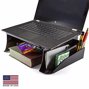 Officemate Telephone Stand, Laptop Stand, Black Plastic Computer Riser, Laptops Elevator for Desk, 12.5 x 10 .125 x 5.25 Inches, Black (21522)