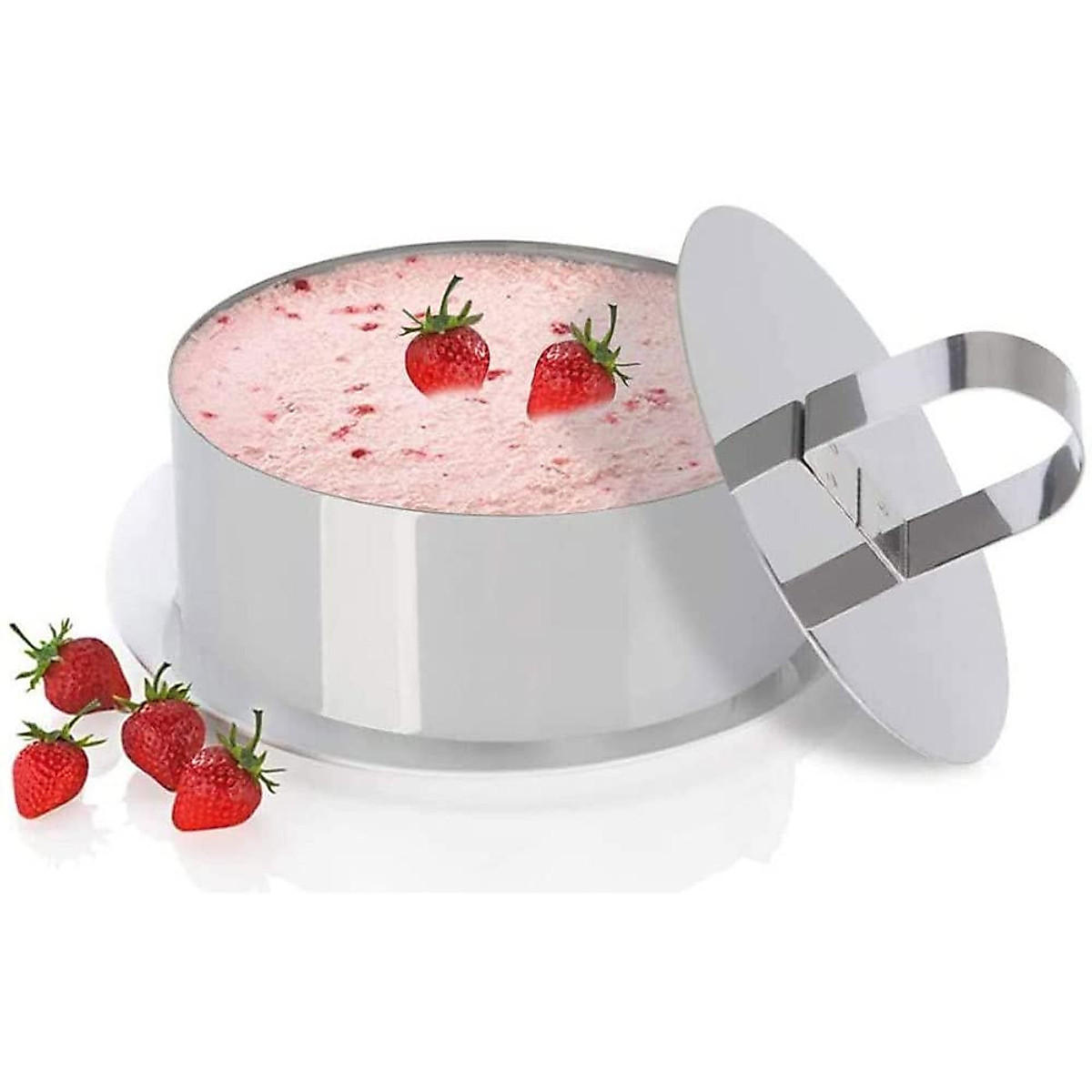 Astra Gourmet Round Food Molding Set, Plating Forming Rings, Stainless Steel Cutters/Food Ring Sets, 3.15 by 1.5-Inches High, Includes 3 Rings and 1 Fitted Press