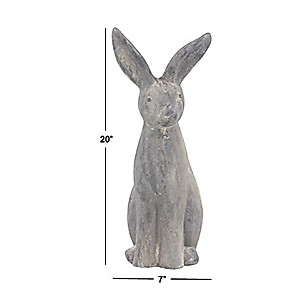 Deco 79 Polystone Rabbit Decorative Garden Sculpture Indoor Outdoor Garden Statue, Outdoor Sculpture 7" x 8" x 20", Gray
