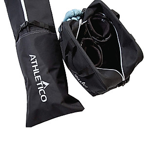 Athletico Ski Bag and Ski Boot Bag Combo - Ski Bags for Air Travel - Unpadded Snow Ski Bags Fit Skis Up to 200cm - For Men, Women, Adults, and Children (Black with White Trim)
