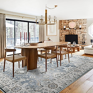 YOUFORTONG Washable 9x12 Area Rug: Rugs for Living Room Ultra Soft Carpet for Bedroom Waterproof Rug Non Slip Rugs for Hardwood Floors (Gray, 9x12)