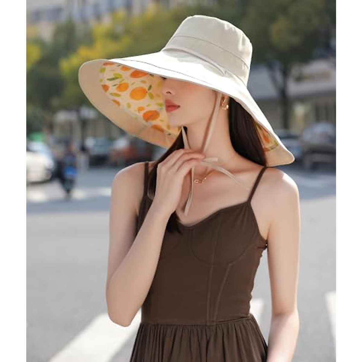 7 inch Wide Brim Women Sun Floppy Hat Summer Beach Bucket Fishing Hats Reversible Packable UV Protection for Hiking Garden Travel