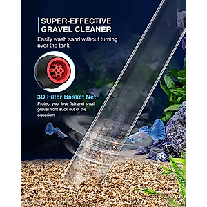 PAIZOO Aquarium Gravel Cleaner, 5 in 1 Fish Tank Siphon Vacuum Cleaning Tools for Aquarium Water Changer Sand Cleaner Kit with Brush Head & Algae Scraper