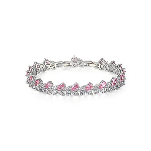 PAENENPH 14K Gold Bohemian Crystal Bracelet for Women,Luxury Branch Shape Natural Pink Crystal Charm Bracelet,Fashion Bracelet Jewelry Gift for Her (White Gold, 14K Gold)