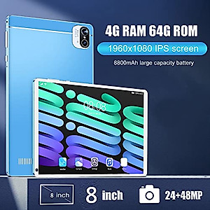 Airshi Portable Tablet, 1960x1080 IPS Screen Octa Core CPU Processor 8 Inch 100-240V Tablet for Home Travel (US Plug)