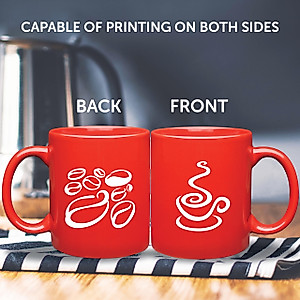 Custom Ceramic Coffee Mugs 11 oz. Set of 10, Personalized Bulk Pack - Coffee cup set, Iced coffee cup, Gaming mug - Red