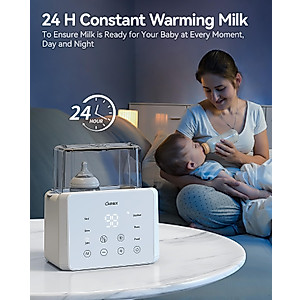 Larex Double Bottle Warmer, 11-in-1 Fast Baby Bottle Warmer for Breastmilk and Formula, with Timer, Fits 2 Bottles, Accurate Temp Control, Milk Warmer with Thaw, Steri-lizing, Keep Warm, Heat Food