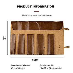 PU Leather Roll Bag Carry Case, Portable with Five Slots, Professional Chef Bag for Cooking Accessories, Cooking Kitchen Tools Gift Kitchen