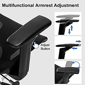 Office Chair Ergonomic Desk Chair - Curved Cushion Big and Tall Mesh Highback Computer Chair Adjustable Lumbar Support, Tilt Function and Headrest Home Office Desk Chairs, Swivel Executive Task Chair