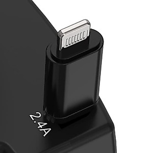 Dual Retractable Car Charger Compatible with iPhone Cell Phone, Fast Charge 2.4A 44W, Retractable Cables (3Ft) and 2 USB Ports Car Charger Adapter, X-Rnio Charger