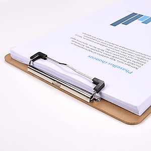 Hongri Hardboard Clipboard, Letter Size Wood Clipboard for Nurses, Lawyers, Students, Classroom, Office, Women, Man, A4 Standard Size 9" x 12.5", with Low-Profile Metal Clip, Brown