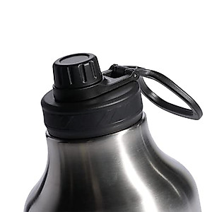 adidas 2 Liter (62 Oz) Metal Water Bottle, Hot/Cold Double-Walled Insulated 18/8, Stainless Steel/Black, One Size