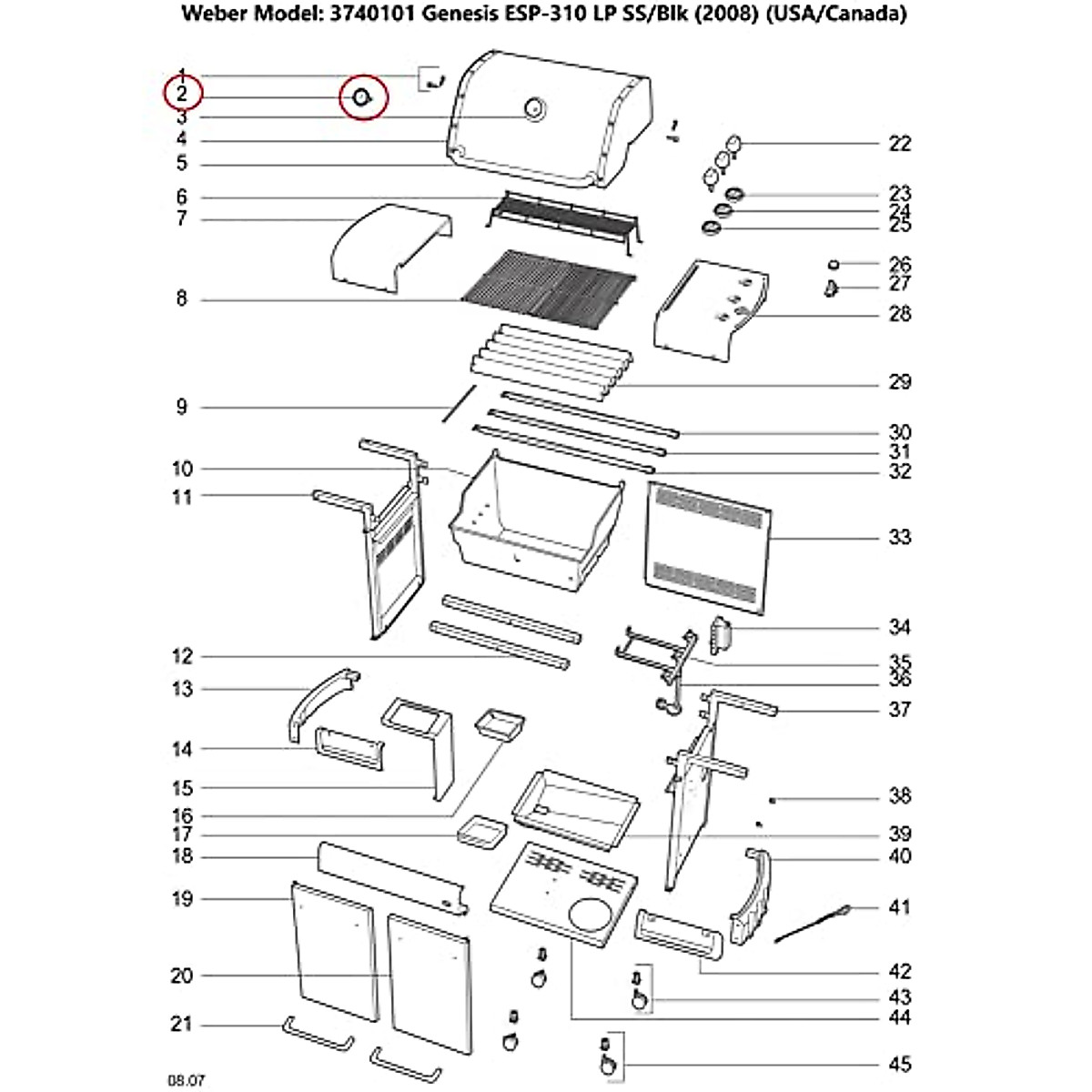 Weber # 60393 Genesis/Summit Thermometer without Tab