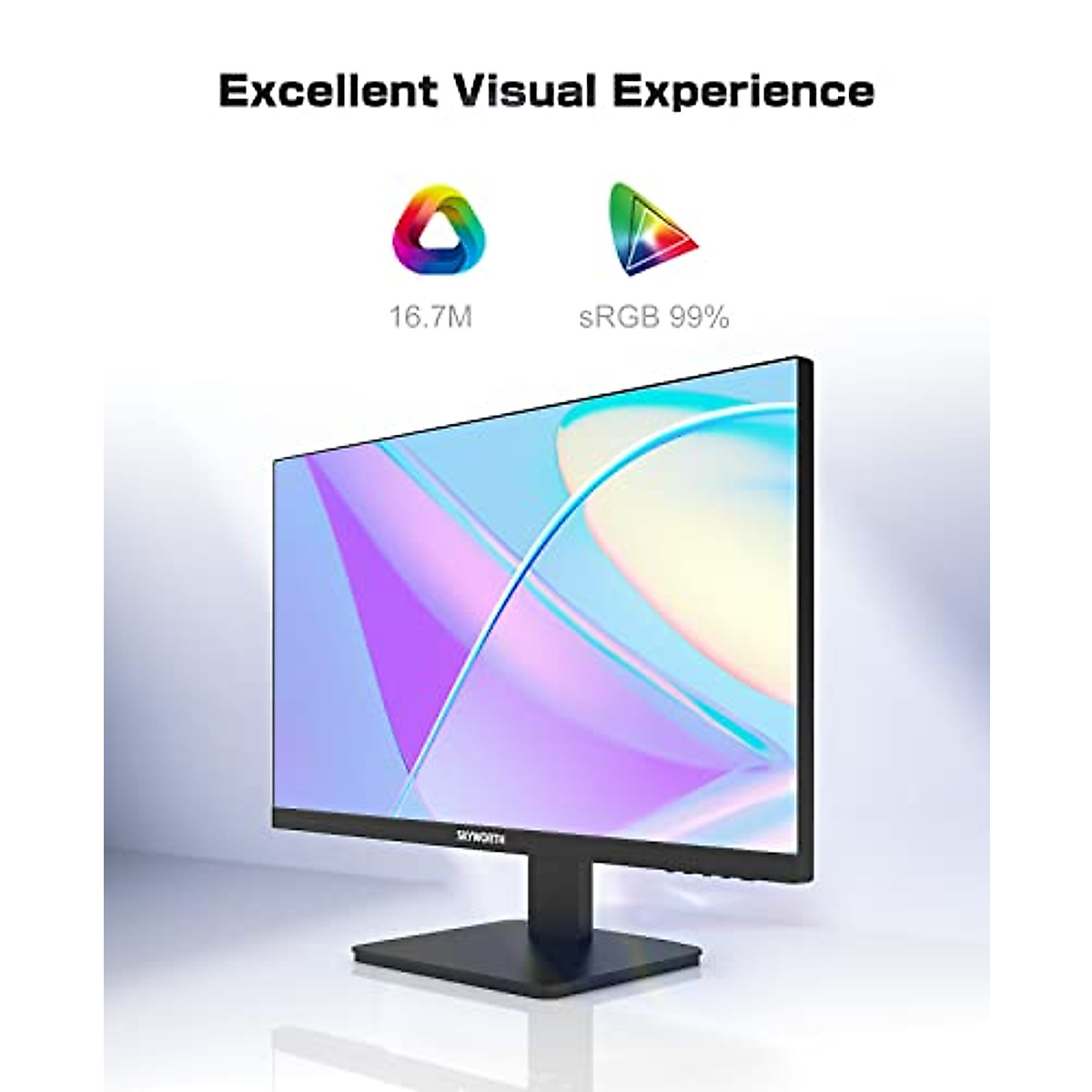 Skyworth 24 inch Monitor Full HD 1920 x 1080p 75Hz IPS Display, 16.7M 8bit 99% sRGB Computer Monitor, HDMI VGA Audioout Displayport, Ultra Slim Monitor for PC Desktop, Metal Black, 24B1H