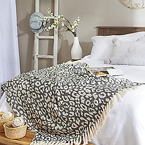 DII Bold Eclectic Leopard Woven Throw, 50x60, Black with White Spots