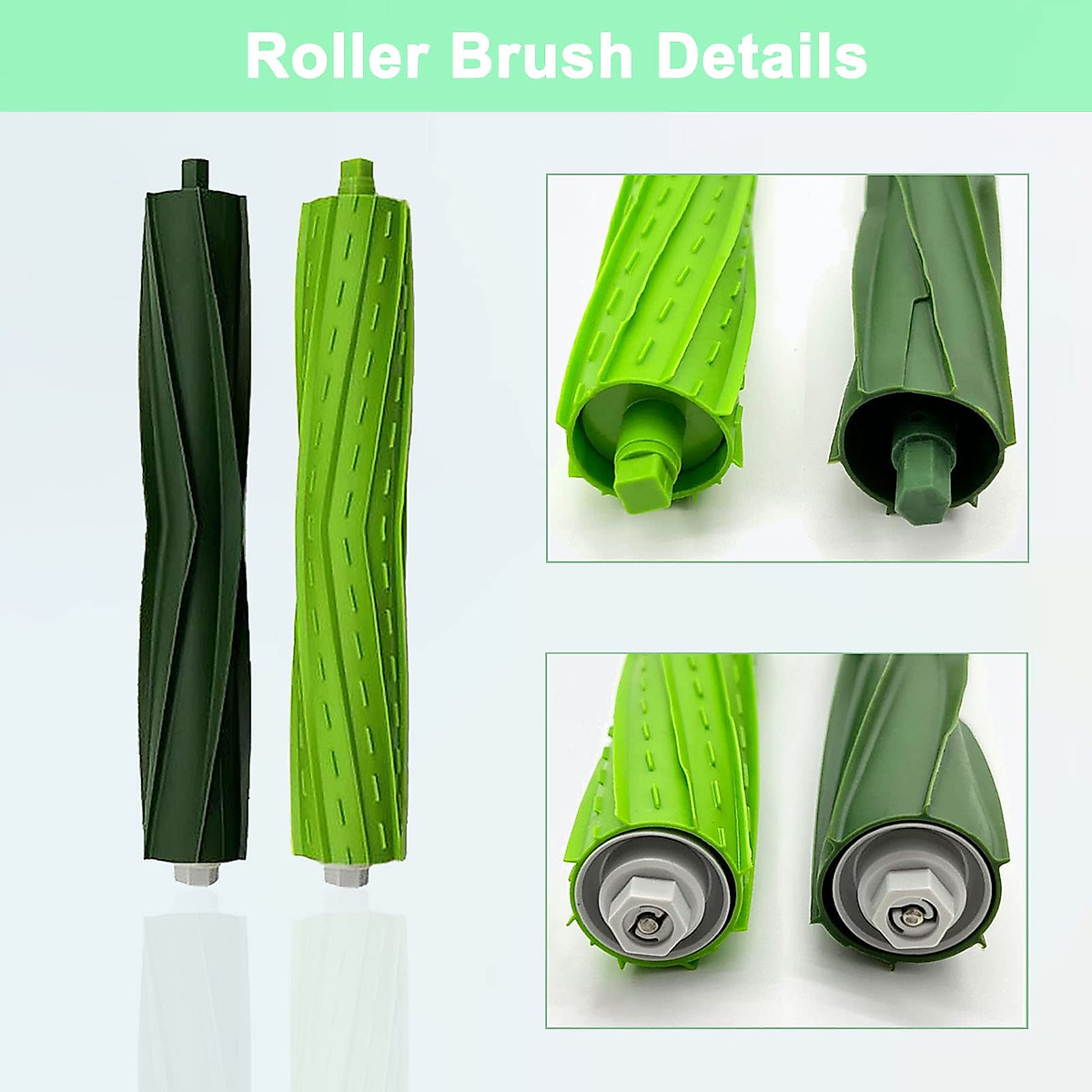 Replacement Parts for iRobot Roomba i3 i3+ i7 i7+ i4 i4+ i5 i5+ j5 j5+J7 i2 i6 i6+i8 i8+/Plus E5 E6 E7 I & E &J Series Vacuum Cleaner,2 Set Rubber Brushes,8 Filters,8 Side Brushes,6 Roomba Vacuum Bags