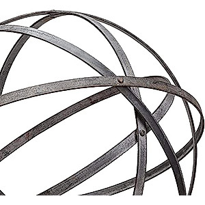 Foreside Home and Garden Black Large Distressed Metal Decorative Sphere Sculpture, 42