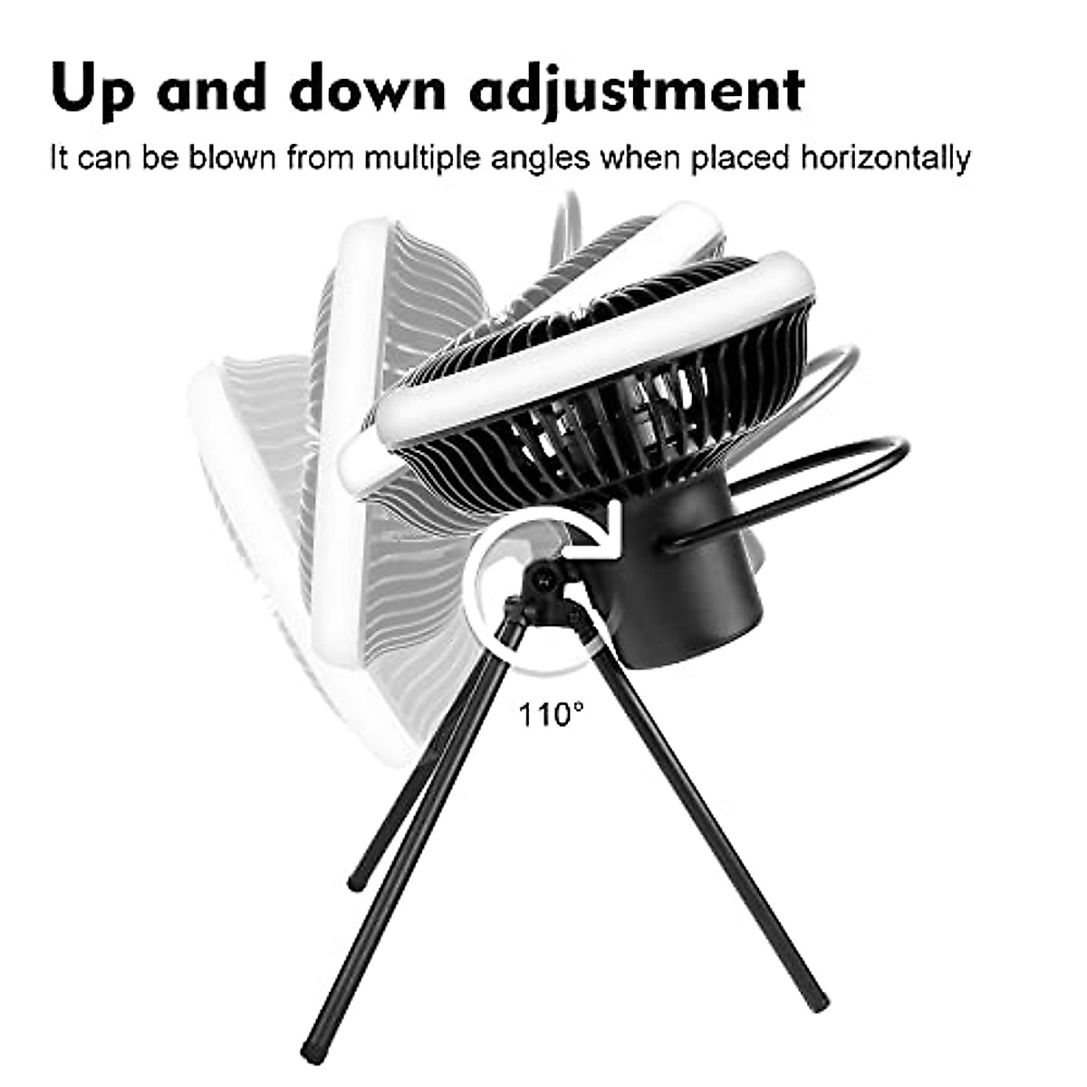 PINSAI Camping Fan, Tent Fans for camping with lights,Portable Camping Fan with LED Lantern, USB Desk Fan with Hanging Hook for Tent,Car