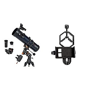 Celestron 31045 AstroMaster 130 EQ Reflector Telescope with Basic Smartphone Adapter 1.25" Capture Your Discoveries