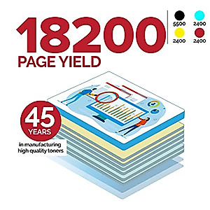 Professor Color High Capacity Compatible Toner Cartridge Replacement Set for Xerox Phaser 6510 & Xerox Workcentre 6515 | 2 Black 106R03480, 1 Cyan 106R03477, 1 Magenta 106R03478, 1 Yellow 106R03479