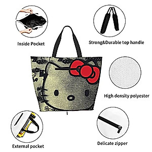 Cute Shoulder Bags For Women, Fashion Crossbody Messenger Bag Work Shoulder Bag High Capacity Retro Classic Cartoon Tote Handbag Pink Cat Black13