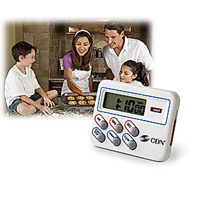 CDN Digital Timer and Clock Memory Feature, 6.8 x 4.5 x 0.9 inches, Cream