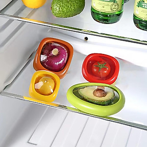 4Pcs Avocado Storage Containers,Flexible Bpa-Free Silicone & Reusable,Refrigerator Fruit And Vegetable Fresh Stretch Storage Pod, Makes Food Stays Fresh Longer,Ideal Avocado Keeper/Saver/Holder