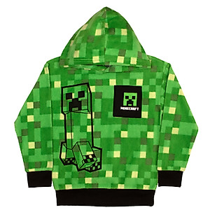 Minecraft Creeper Graphic 2-Piece Set - Boys Fleece Pullover Hoodie & Jogger Pants 2-Pack Bundle Set for Kids and Toddlers (Size 7, Green)