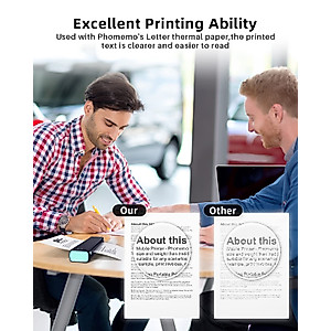 Phomemo Portable Printer - Wireless & US Letter Folding Thermal Paper Size 8.5" x 11",100 Sheets & Case, Inkless Thermal Compact Printer, Compatible with Android and iOS Phone & Laptop heat transfer p