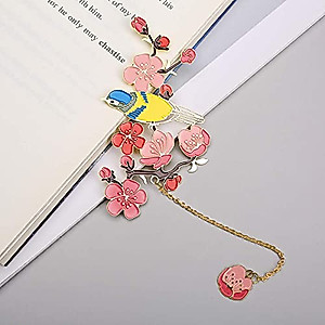 Toirxarn Metal Bookmark Flower-Themed, Gift for Reader Women/Men/Girls/Friends/Teachers. Anyone Birthday Present.(Golden Pendant Plum Blossom)