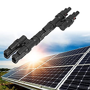DC Solar T Connector, 1 Pair 40A 1000V Solar Branch Connector 2 to 1 Male Female Waterproof for PV Panel Cable