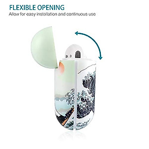 Lokigo AirPods Case Protective Cover Compatible with Apple AirPods 2 and 1 Hard Case Kits with Keychain/Strap/Earhooks/Watch Band Holder for Girls Women Men (Sea Wave)