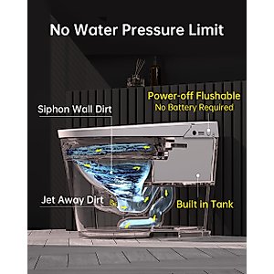 EPLO Smart Toiet with Tank and Bidet Built In,Auto Open Close,Blackout Flush,Auto Flush,Heated seat,Foot Sensor Operation,One Piece Elongated Modern Bidet Toilet Combo G20PRO