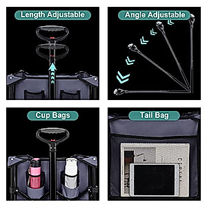 Homgava Collapsible Folding Wagon Cart,Outdoor Beach Wagon,Heavy Duty Garden Cart with All Terrain Wheels,Portable Large Capacity Utility Wagon for Camping Fishing Sports Shopping, Grey
