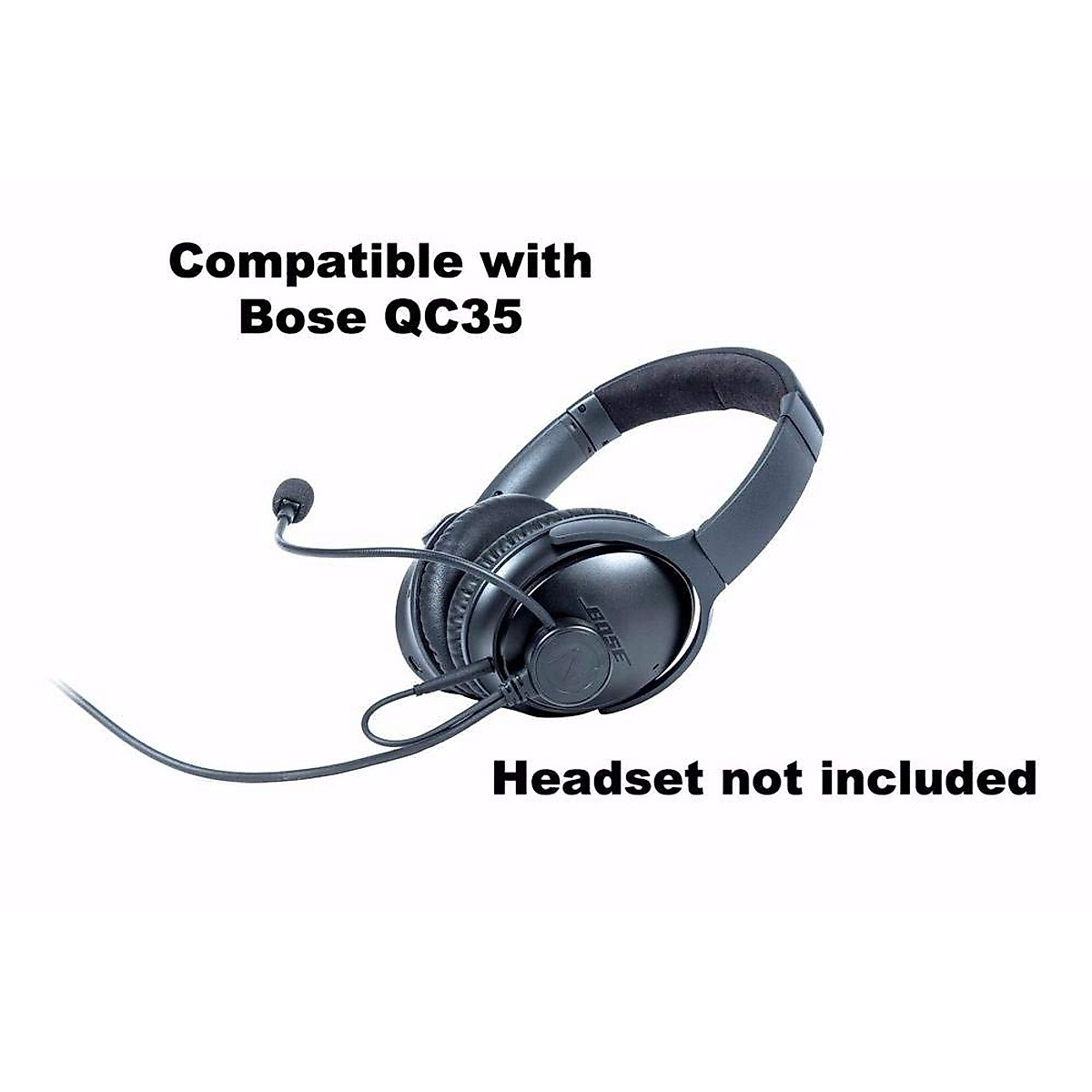 NFlightMic Universal Microphone for Aviation Headset - Works with Bose QC25 and QC35 Noise Cancelling Headphones